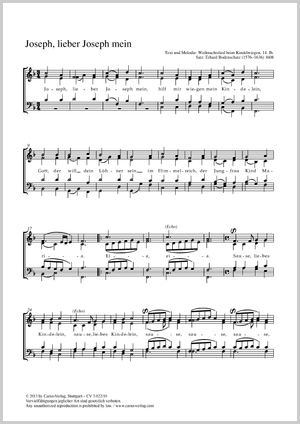 Erhard Bodenschatz: Joseph, lieber Joseph mein - Noten