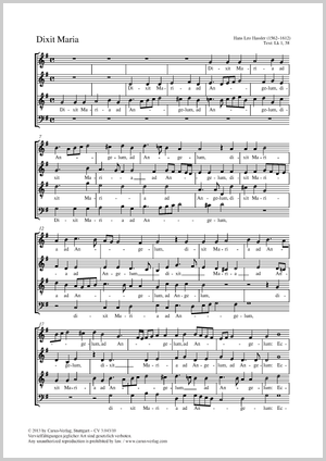 Hans Leo Hassler: Dixit Maria - Noten