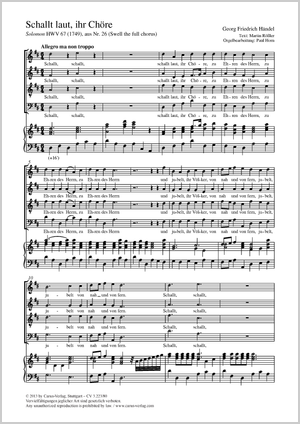 Georg Friedrich Händel / Paul Horn (arr.): Schallt laut, ihr Chöre, zu ...