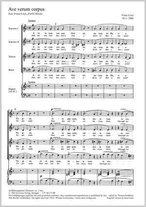 Franz Liszt Ave Verum Corpus Noten