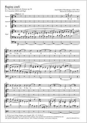 Josef Gabriel Rheinberger: Regina coeli - Noten