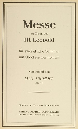 Tremmel: Messe zu Ehren des hl. Leopold - Noten
